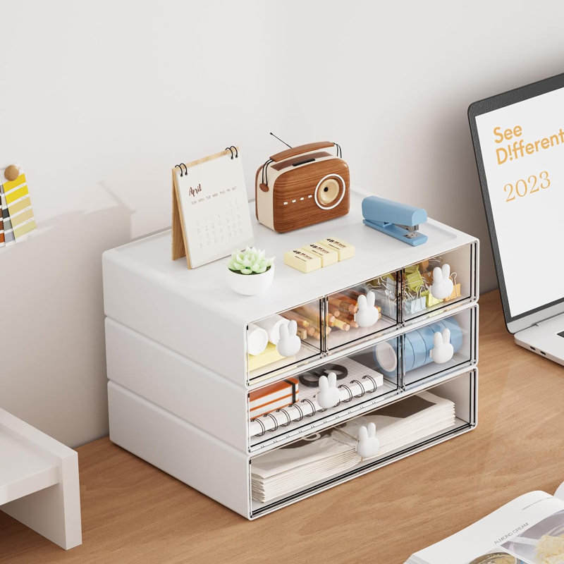 Inbox Zero Lucenia Plastic Stackable Desk Organizer with Drawers | Wayfair